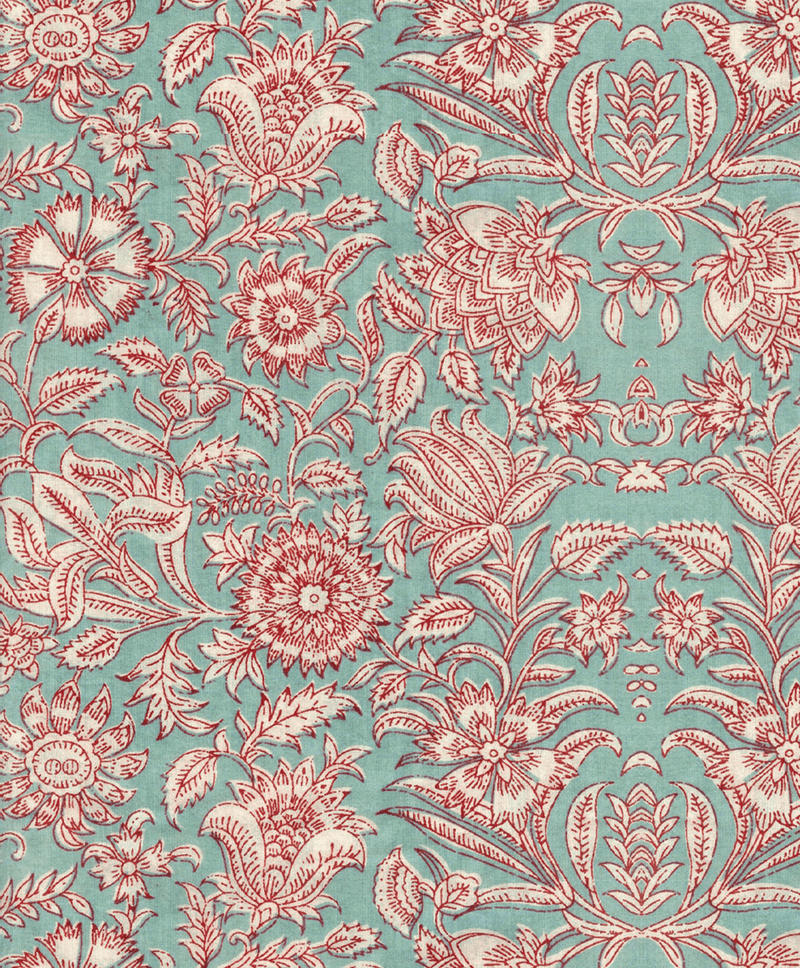 Indian Flower Turquoise Wallpaper – Creative Lab Amsterdam