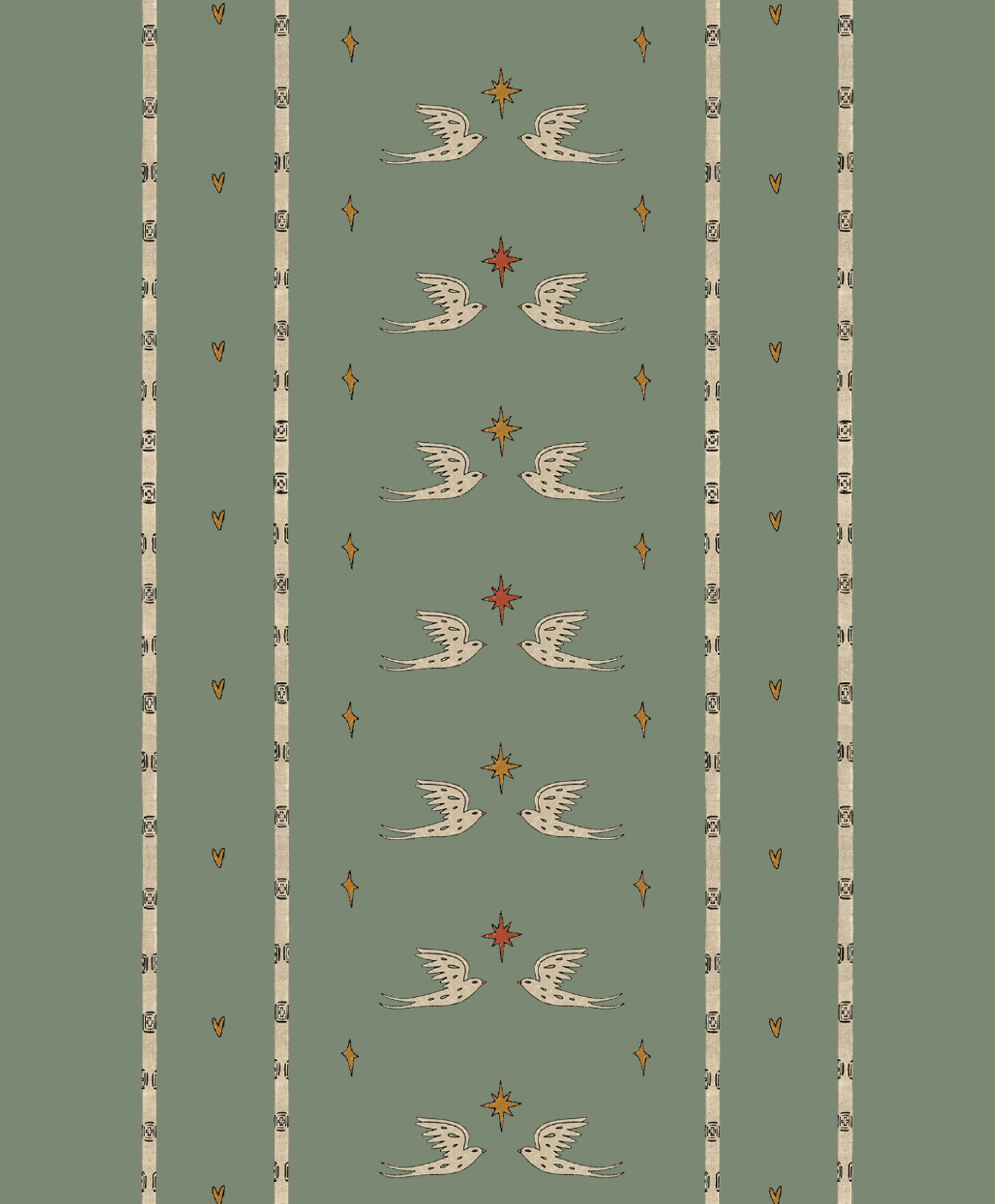 Lucky Pigeon Olive Green Wallpaper – Creative Lab Amsterdam